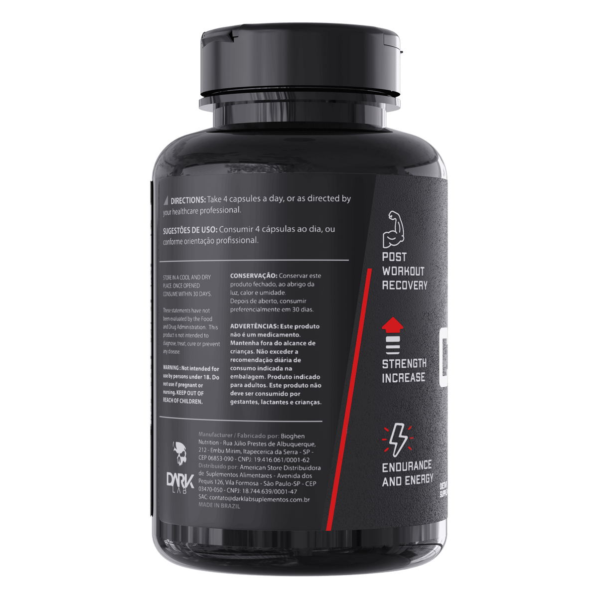 Creatina Pura em Cápsula 120 Cápsulas – Dark Lab Suplementos